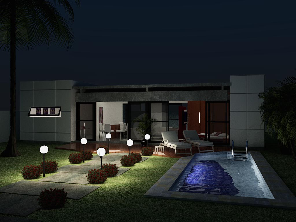 3D1 externa noturna no v-ray