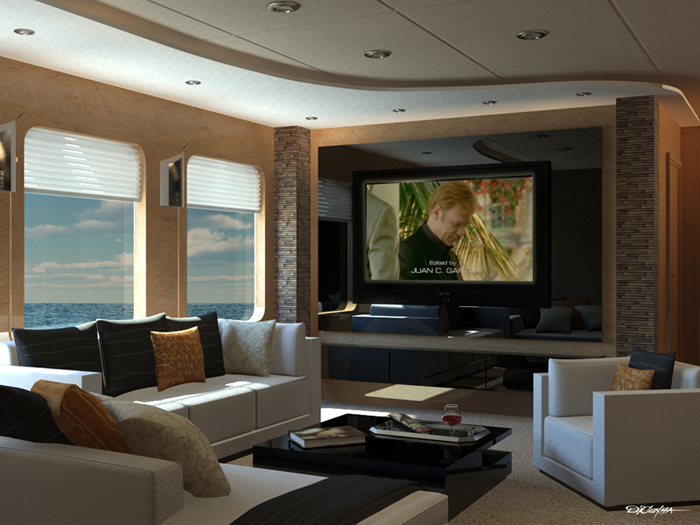 3D1 Sala de TV de Iate em Mental Ray