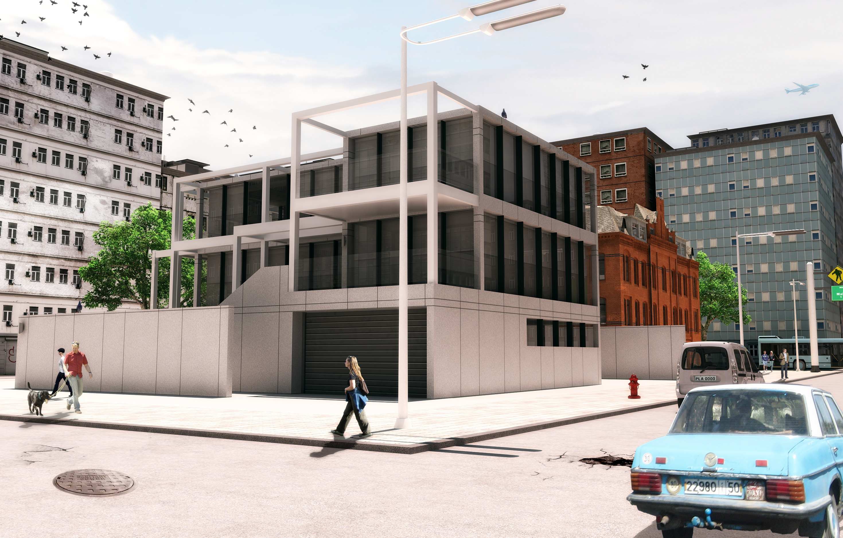 3D1 Edifício com Cidade no entorno (Vray + Photoshop)