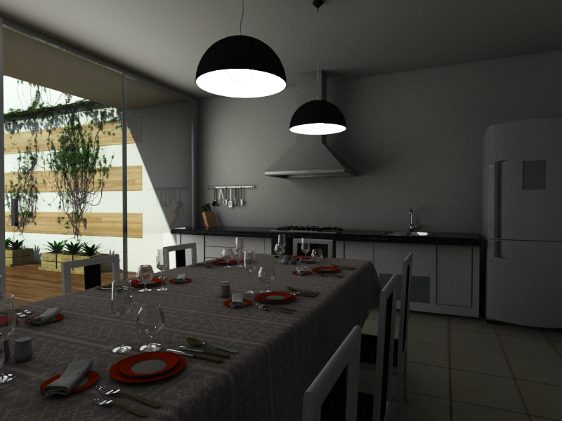 3D1 Área de lazer e Cozinha - Vray