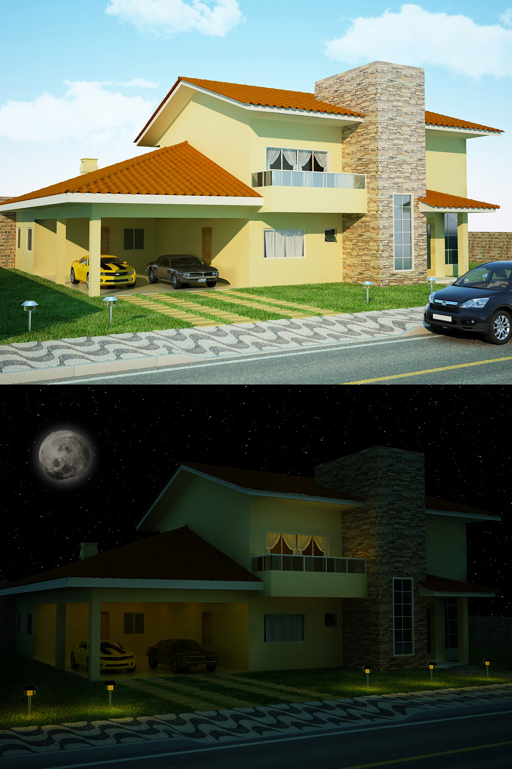 3D1 Estudo Luz e Render Externos - Dia e Noite